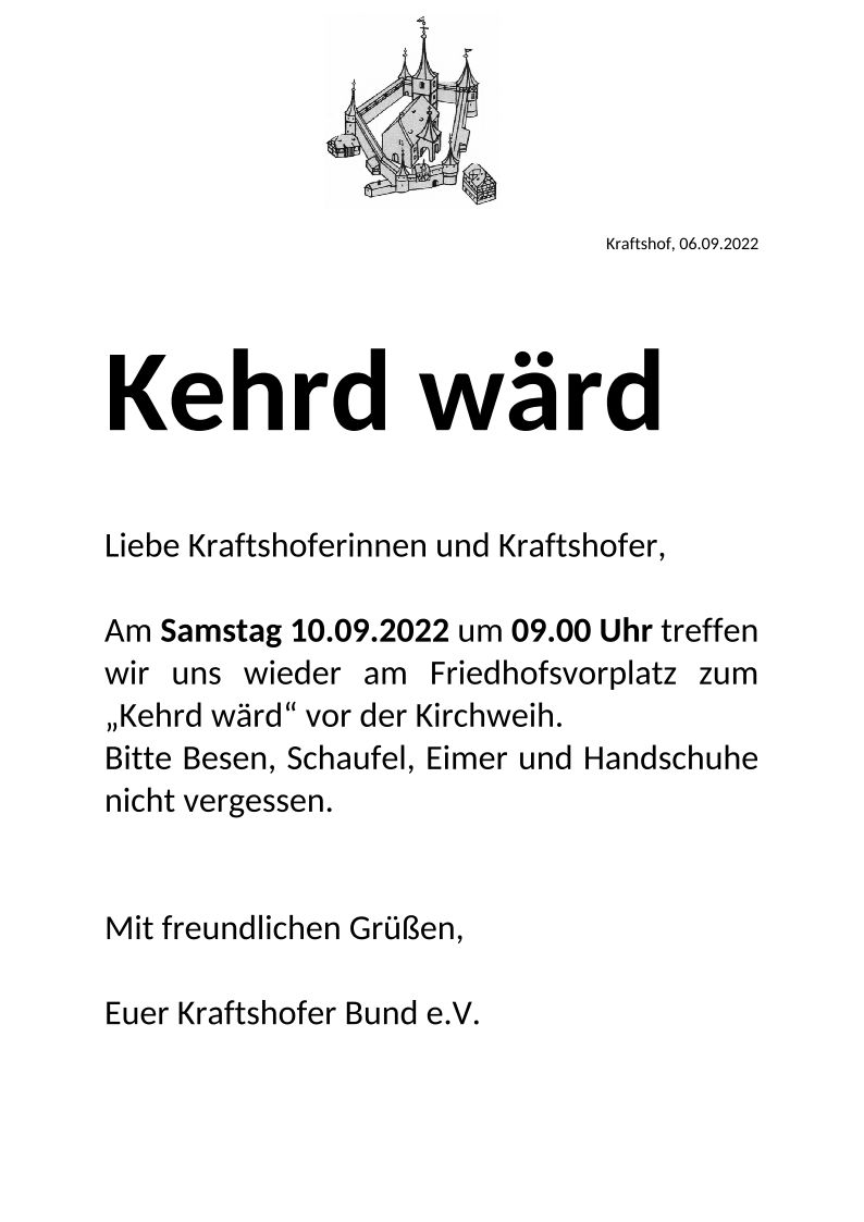 Kehrd wärd vor der Kärwa 2022 – Kraftshofer Bund e.V.