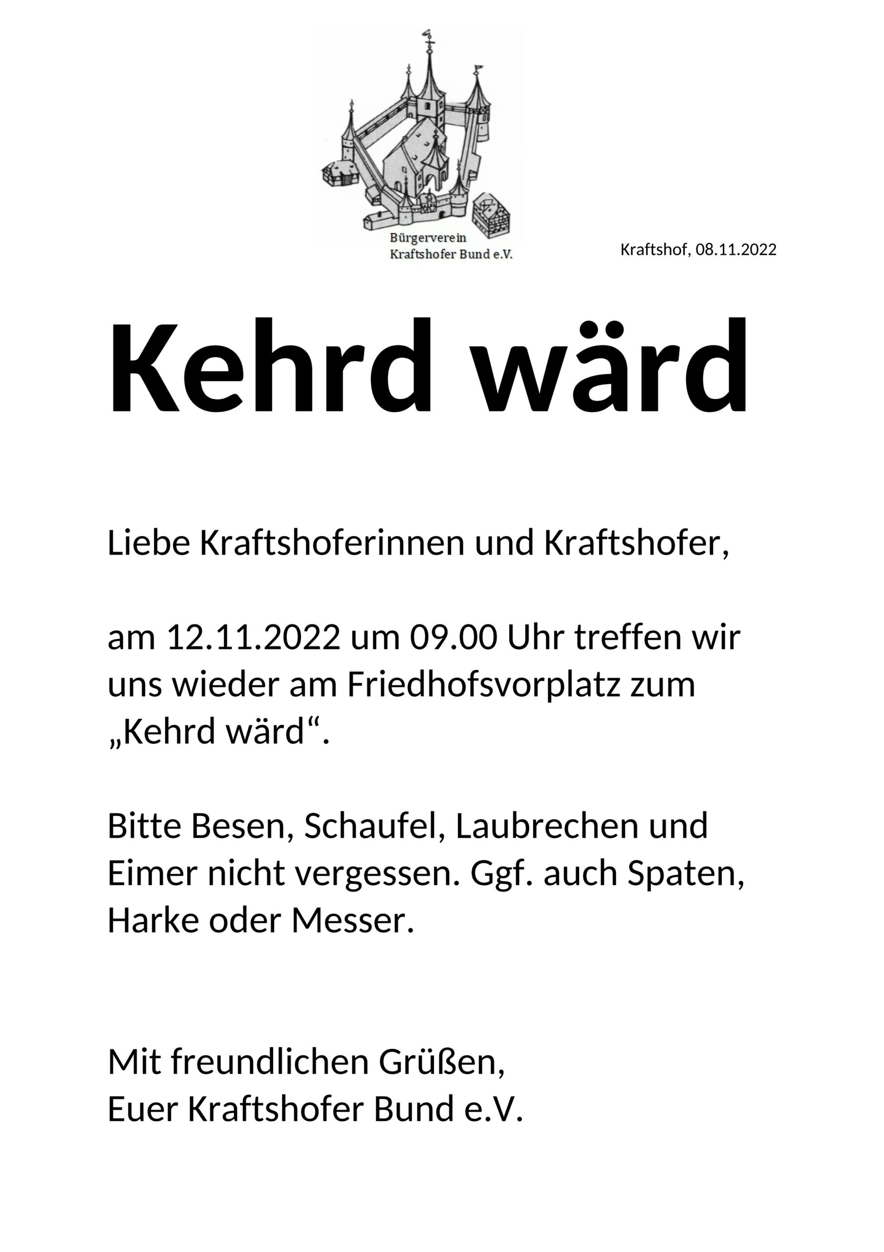 Kehrd wärd im November – Kraftshofer Bund e.V.